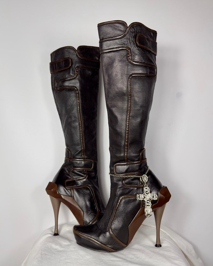 Celine FW 2008 Runway Leather Moto Boots – darina`s garms